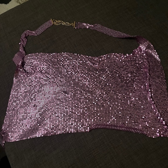 SHEIN | Tops | Purple Chain Mail Crop Top | Poshmark